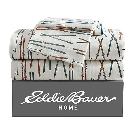 Eddie Bauer Printed Cotton Flannel 4-Pc. Sheet Set  King - Ski Line