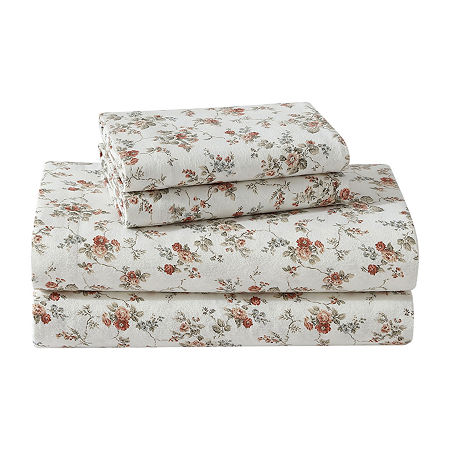 Laura Ashley Cotton Flannel 4 Piece Sheet Set  Full - Le Fleur