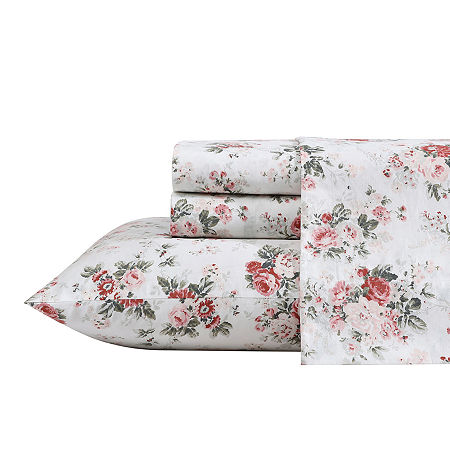 Laura Ashley Cotton Percale 4-Pc. Sheet Set  Full - Ashfield Rose Pink