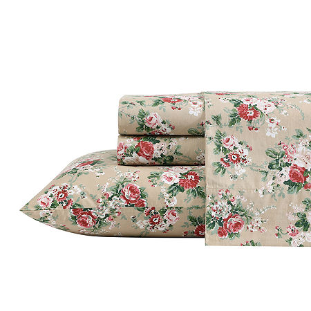 Laura Ashley Cotton Percale 3-Pc. Sheet Set  Twin - Ashfield Camel