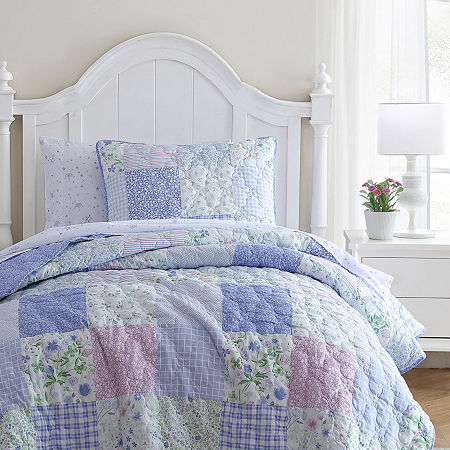 Laura Ashley(R) Parker Patchwork Microfiber Reversible Quilt Set