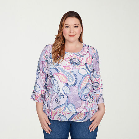 Click here for Alfred Dunner Hilton Head Womens Plus Crew Neck 3/... prices