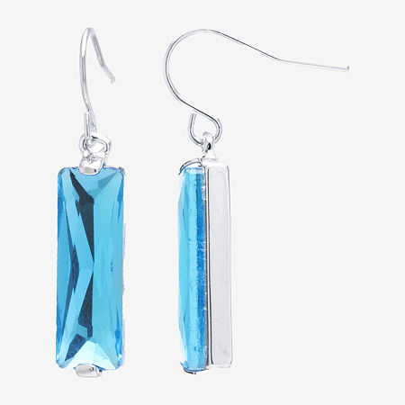 Click here for Rectangular Crystal Drop Earrings in Silver-Plate... prices