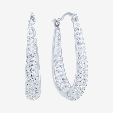 Click here for Sparkle Allure Womens Crystal 31.7mm Oval Hoop Ear... prices