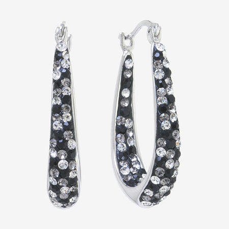 Click here for Sparkle Allure Womens Crystal 31.7mm Oval Hoop Ear... prices