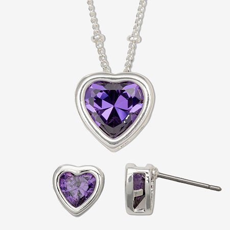 Click here for Mixit Womens Purple Cubic Zirconia Heart Hypoaller... prices
