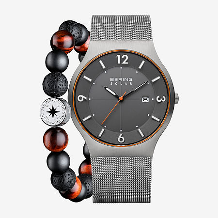 Click here for Bering Mens Gray Stainless Steel 2-pc. Watch Boxed... prices