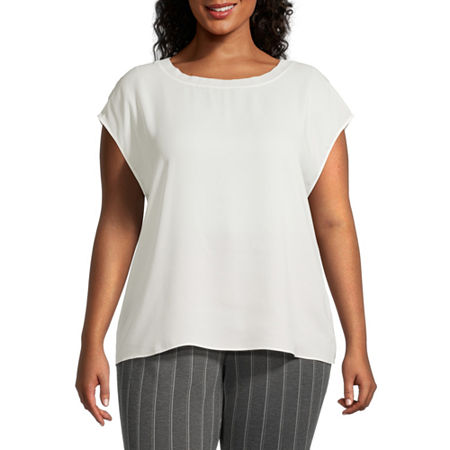 Click here for Worthington Womens Plus Crew Neck Short Sleeve Blo... prices