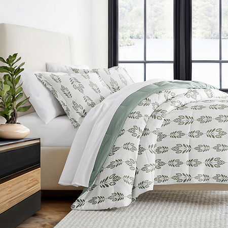 ienjoy Home Folk Leaves 3-Piece Comforter Set  Full/Queen - Eucalyptus