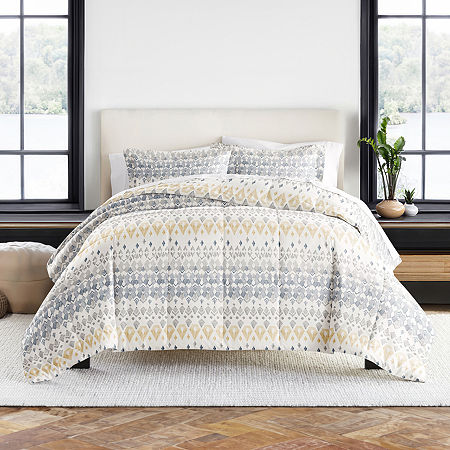 ienjoy Home Mayan Stamp 3-Piece Comforter Set  King/California King - Gray