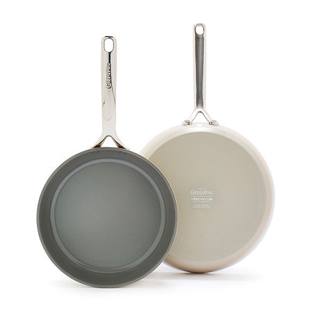 GreenPan GP5 Hard Anodized Healthy Ceramic Nonstick 2-Piece Fry pan Set  9.5 and 11 - Taupe