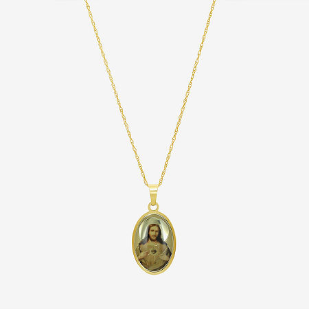 Click here for Sacred Heart Of Jesus Womens 14K Gold Oval 18 Inch... prices