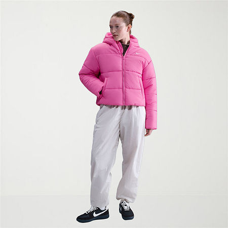 Nike Womens Therma-fit Hooded Puffer Jacket - Playful Pink/White