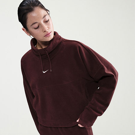 Nike Therma-FIT Womens Long Sleeve Lined Fleece Active Hoodie  Large  Red