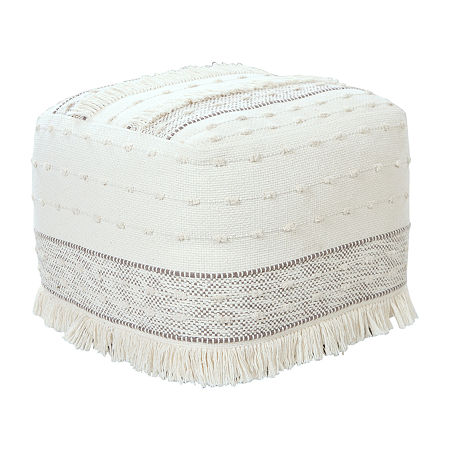 Click here for LR Home Striped Ottoman  One Size  White prices