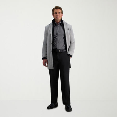 Mens Haggar Cool 18 Pro Classic-Fit Expandable Waist Flat Front Stretch Dress Pants - Black