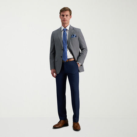 Haggar Mens Premium Comfort Slim-Fit Performance Stretch Flat-Front Dress Pants - Blue