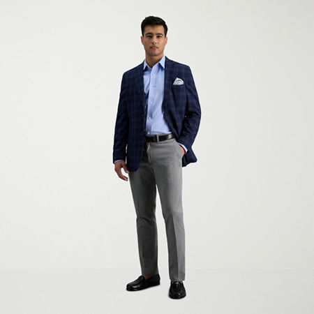 Haggar Mens Iron Free Premium Khaki Slim-Fit Flat-Front Pant - Heather Grey