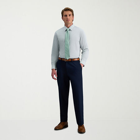 Haggar Mens Iron Free Premium Khaki Classic-Fit Flat-Front Pant - Dark Navy