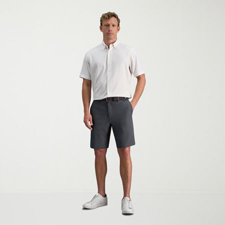Haggar Mens Cool 18 Pro Flat Front Classic-Fit 9.5 Shorts - Grey