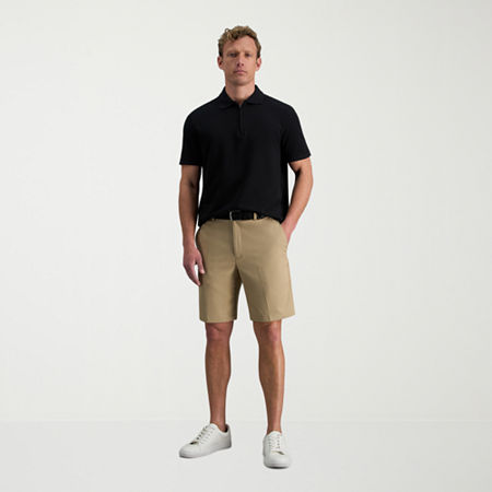 Haggar Mens Cool 18 Pro Flat Front Classic-Fit 9.5 Shorts - Khaki