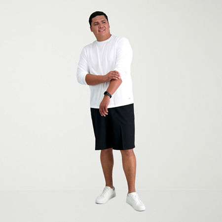 Haggar Mens Big & Tall Cool 18 Pro Classic-Fit Stretch Flat-Front 9.5 Shorts - Black