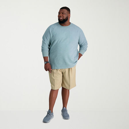 Haggar Mens Big & Tall Cool 18 Pro Classic-Fit Stretch Pleated 9.5 Shorts - Khaki