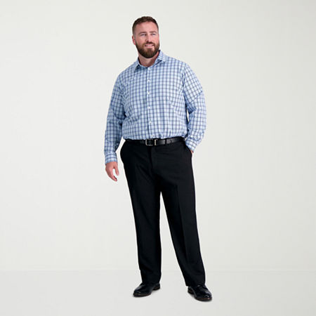 Haggar Premium Comfort Mens Comfort Waistband Straight Fit Big and Tall Dress Flat Front Pant  50 32  Black