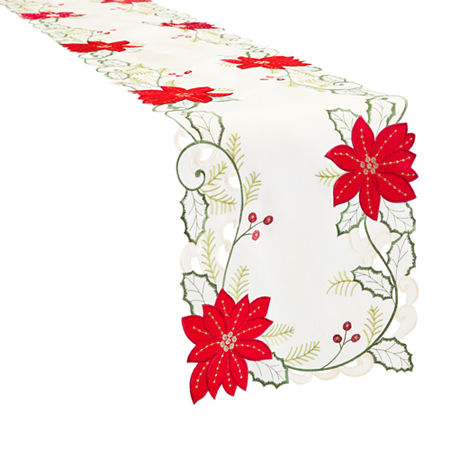 Click here for Homewear White Poinsietta Table Runner  One Size... prices