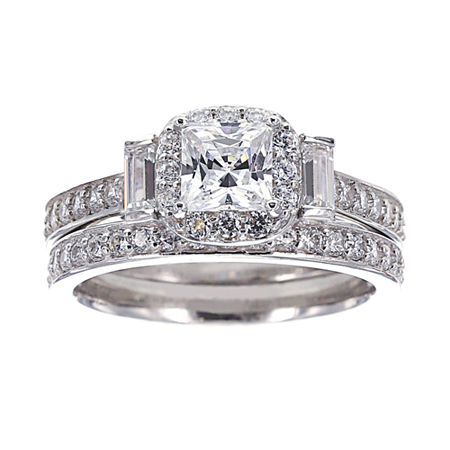 Click here for DiamonArt Cubic Zirconia Sterling Silver 3-Stone B... prices