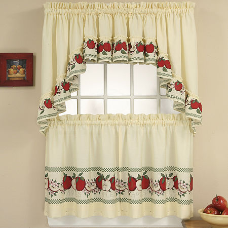 Click here for CHF Red Delicious 3-pc. Rod Pocket Kitchen Curtain... prices