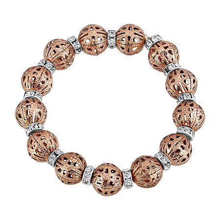 Click here for 1928 Rose Gold Tone Womens Crystal Stretch Bracele... prices