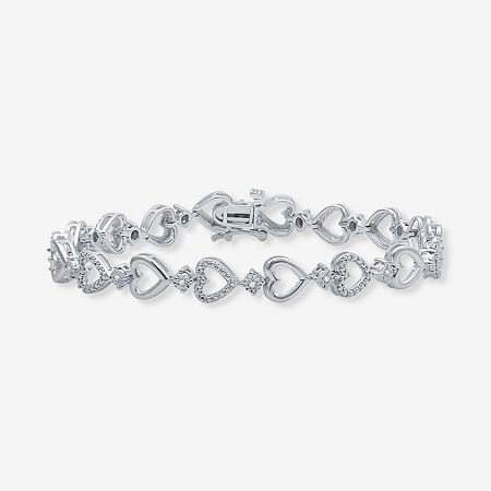 Click here for 1/10 CT.T.W. Natural Diamond Heart Tennis Bracelet... prices