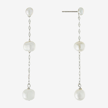 Click here for Silver Treasures Womens White Simulated Pearl Ster... prices