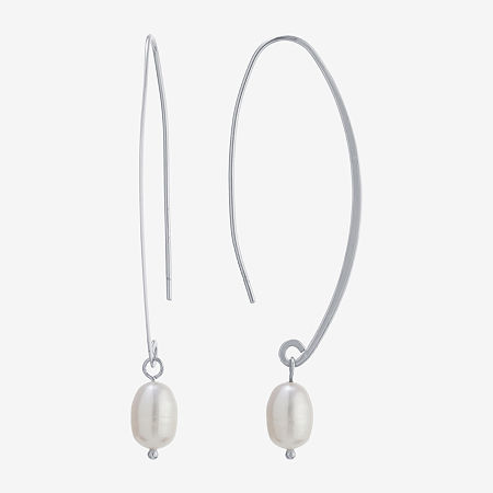 Athra Sterling Silver Fresh Water Pearl Marquis Drop Earrings