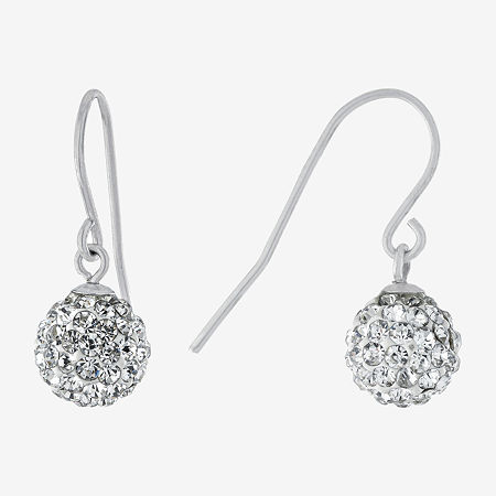 Click here for Sterling Silver 8mm Clear Pave Crystal Ball Drop E... prices