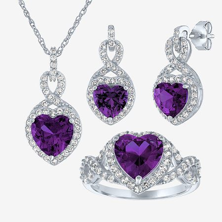 Click here for Lab Created Gemstone Sterling Silver Heart 3-pc. J... prices