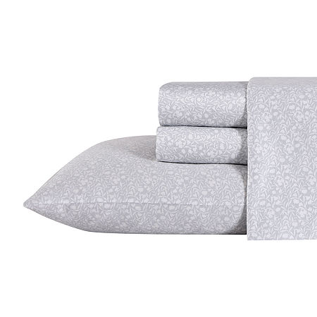 Closeout! Laura Ashley 300 Thread Count Cotton Sateen 4-Pc. Sheet Set  King - Winnie