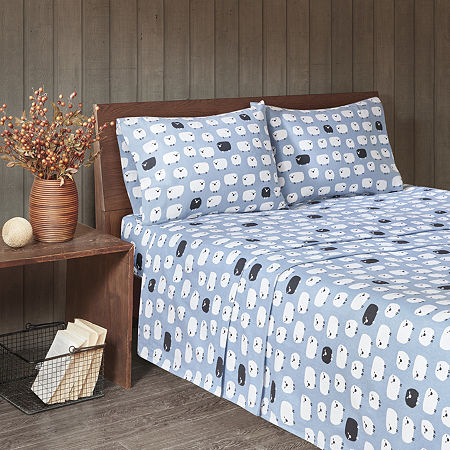 Woolrich Printed Flannel 4-Pc. Sheet Set  California King - Blue Sheep