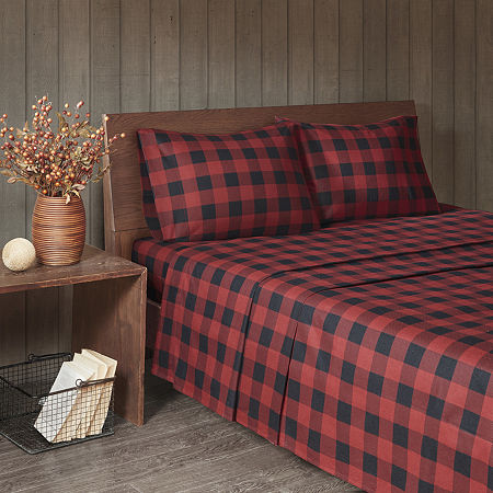 Woolrich Printed Flannel 4-Pc. Sheet Set  California King - Red/black Buffalo Check