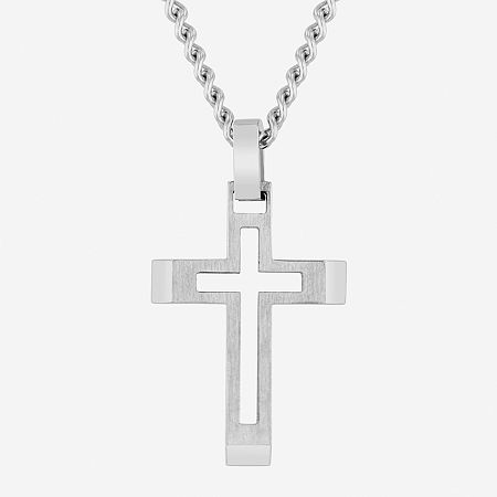 Click here for Mens Stainless Steel Cross 24 Inch Pendant Necklac... prices