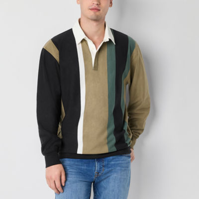 Arizona Big and Tall Mens Classic Fit Long Sleeve Striped Rugby Shirt ...