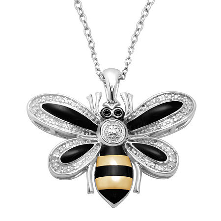 Click here for 1/10 CT.T.W. Natural Diamond Bee Pendant Necklace... prices