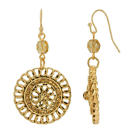 Click here for 1928 Gold Tone Round Drop Earrings  One Size  Beig... prices