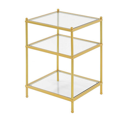 Convenience Concepts 16.25 Glass Royal Crest 3 Tier End Table - Clear Glass  Gold-Tone Tubing with powde