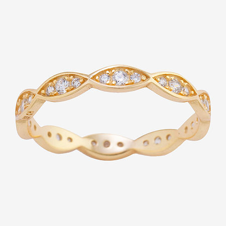 Athra 14kt. Gold Over Silver Marquis Shape CZ Band Ring