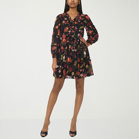 Click here for CeCe Womens Long Sleeve Floral Fit + Flare Dress... prices