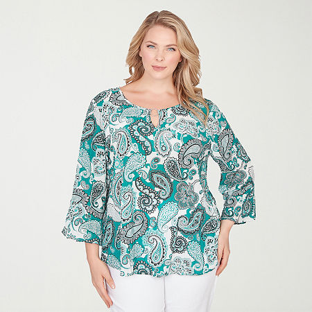 Click here for Hearts Of Palm Womens Plus Keyhole Neck 3/4 Sleeve... prices