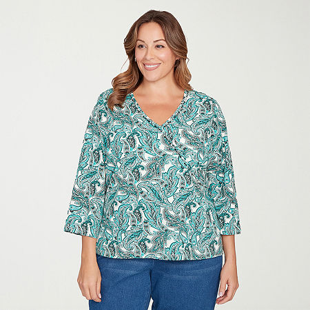 Click here for Hearts Of Palm Womens Plus V Neck 3/4 Sleeve T-Shi... prices