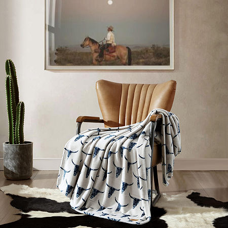 Click here for Wrangler Steer Head Washable Throw  One Size  Blue prices